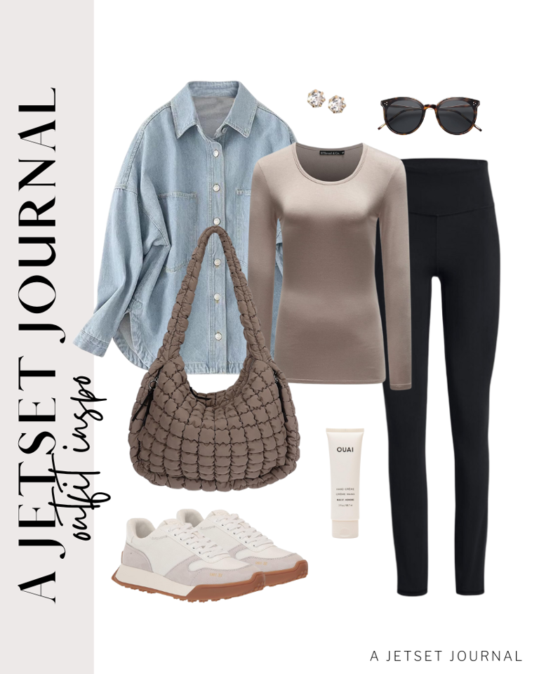 How to Style A Simple Denim Shacket and Black Leggings