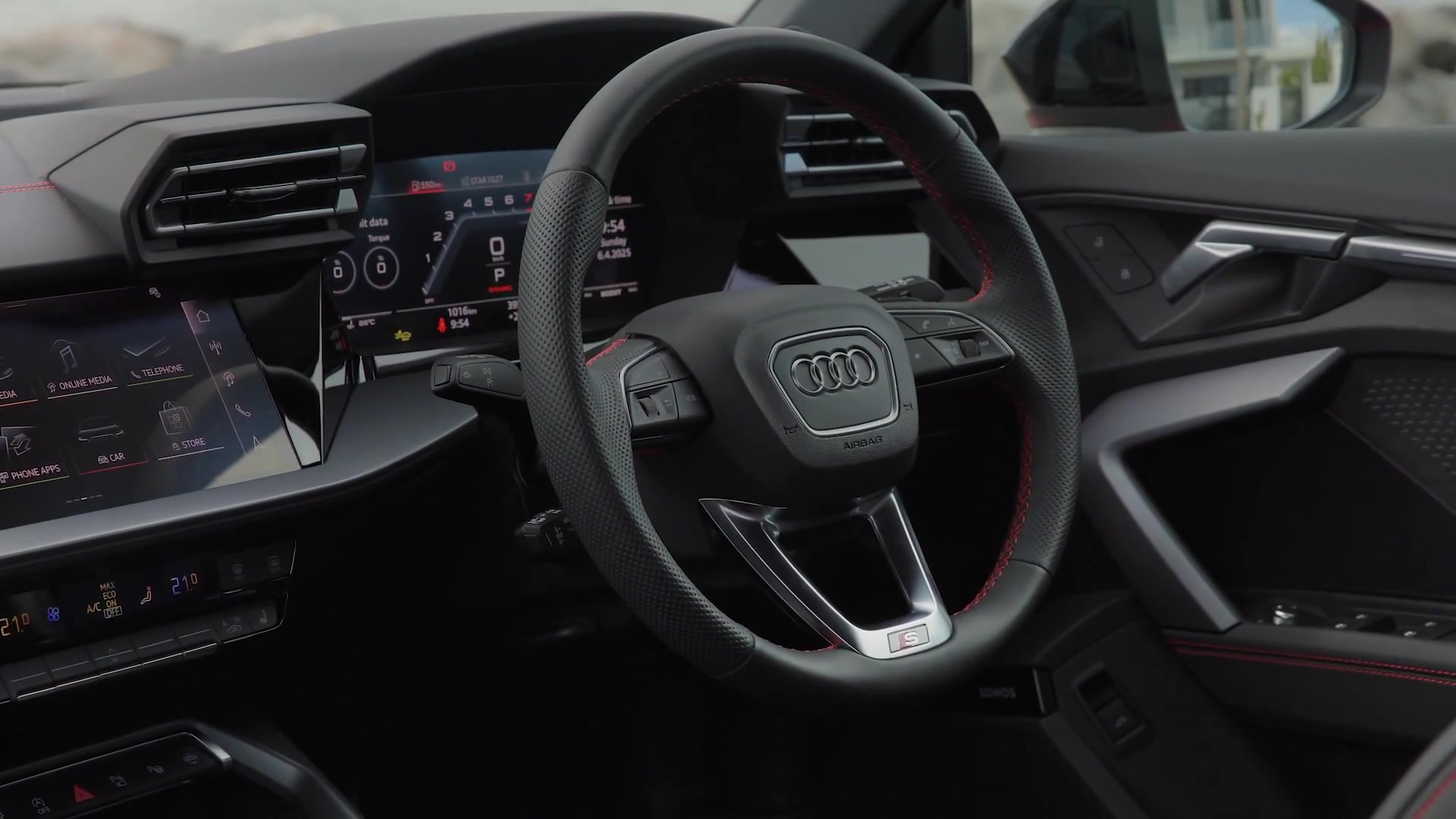 2025 Audi S3 Sportback Interior Design in Progressive Red