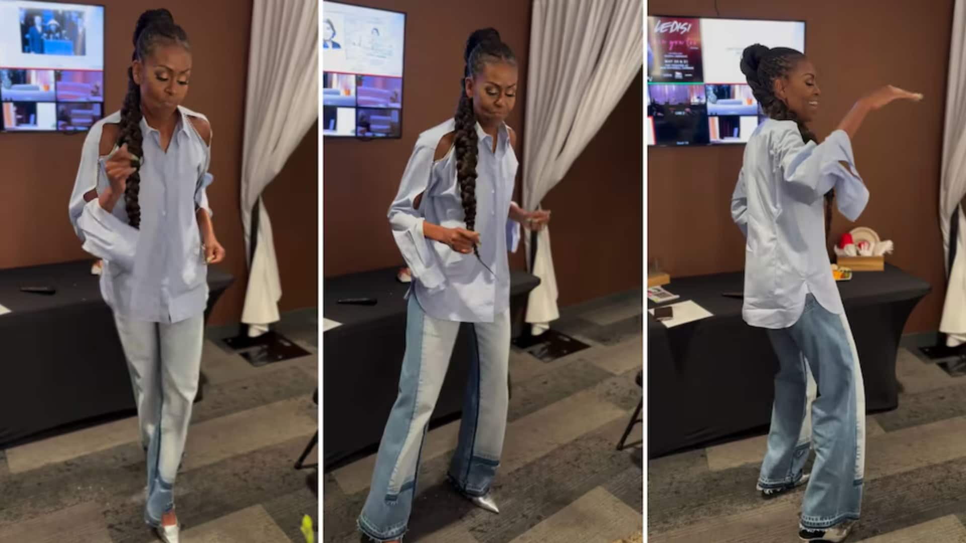 Michelle Obama brings the moves and teaches Tina Knowles the "Boots on ...