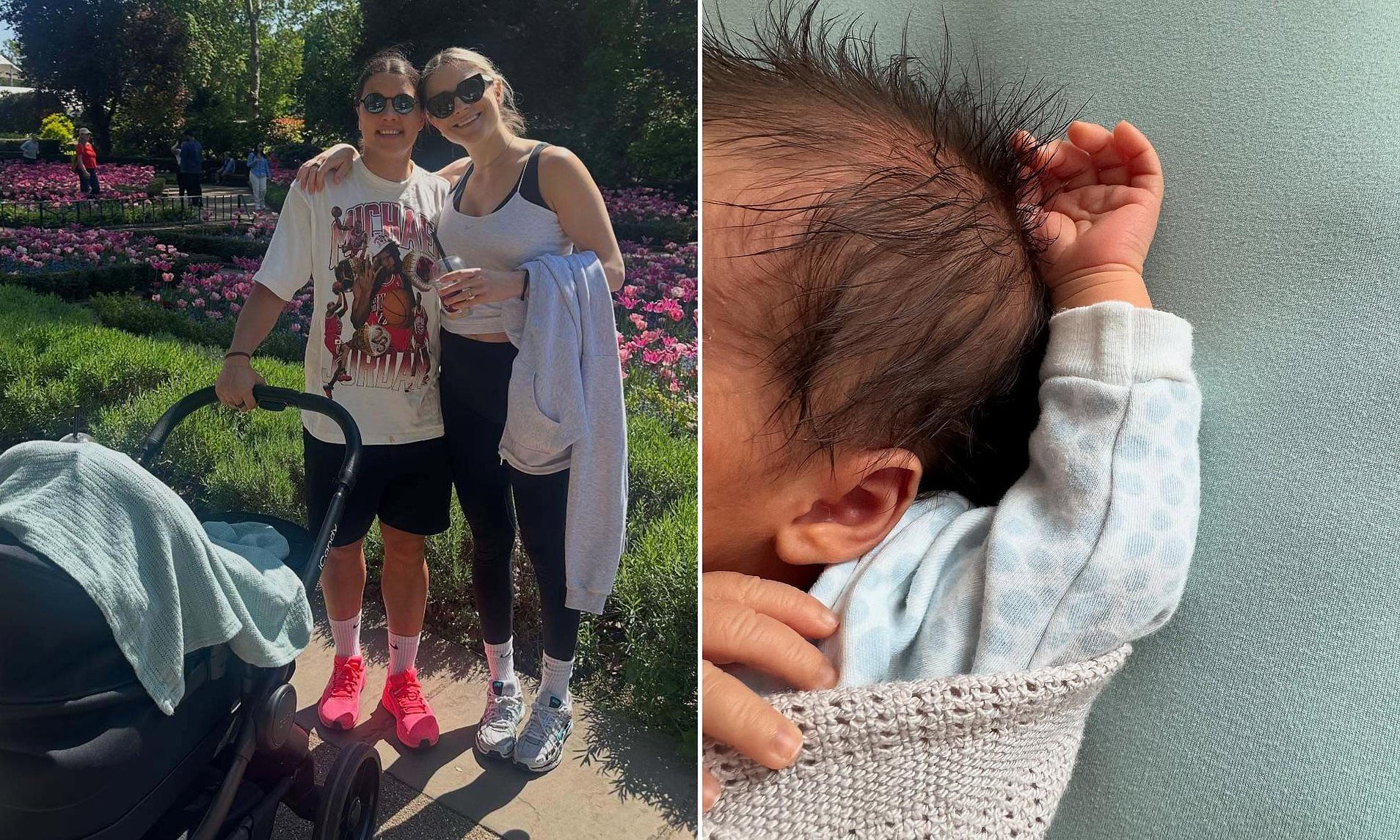 Sam Kerr and Kristie Mewis step out with their baby boy Jagger for the ...