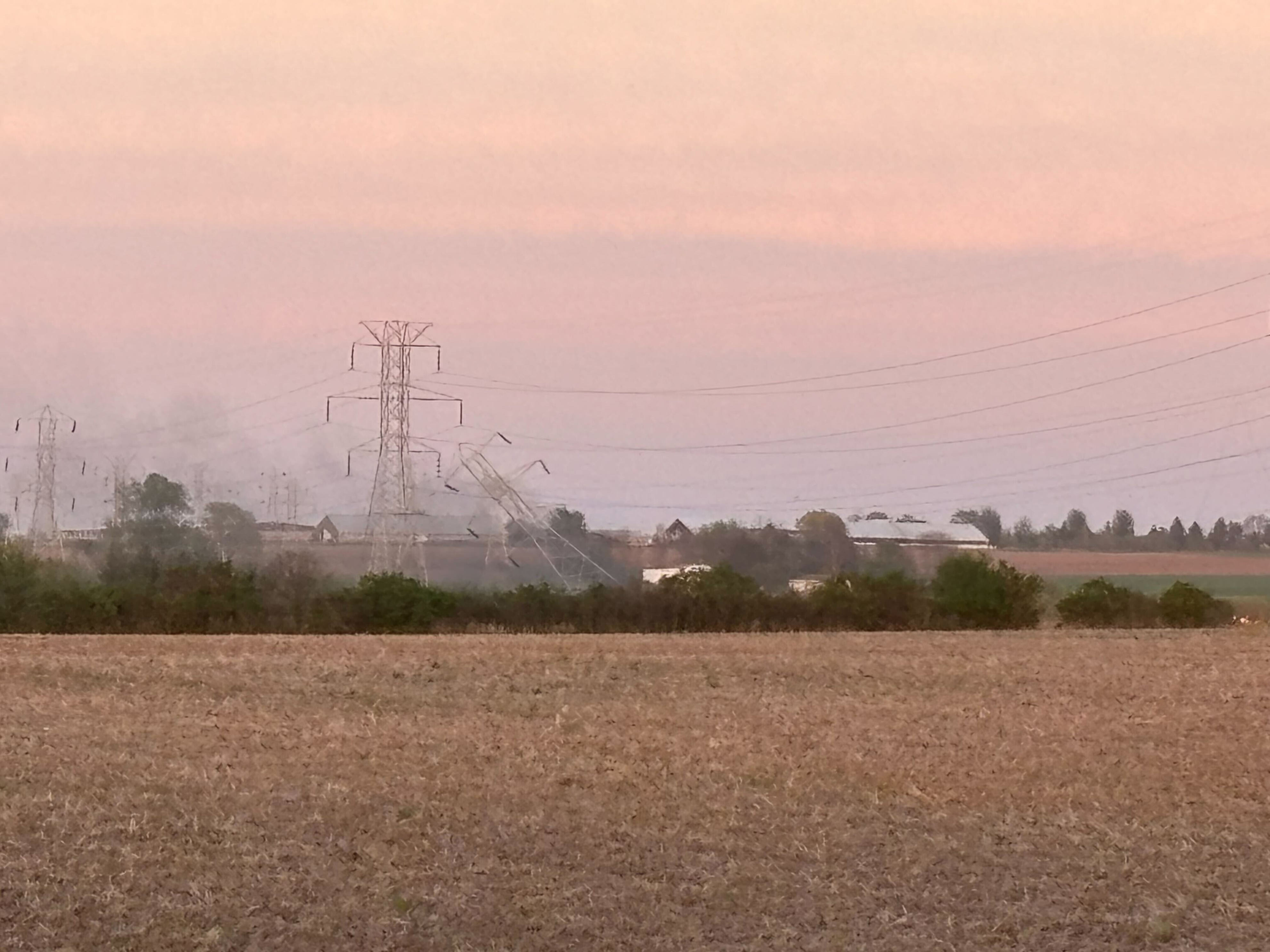 Power line tower knocked down near the Town of Kaukauna
