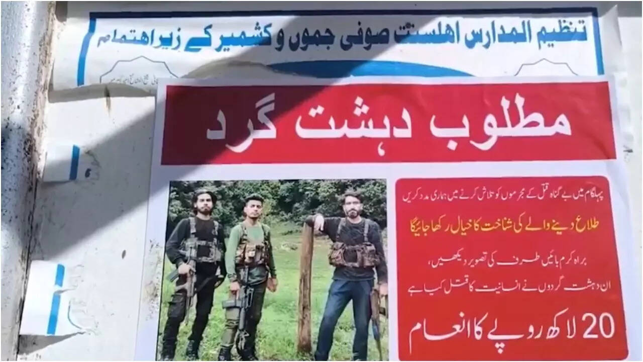 Posters of Pahalgam terror attack suspects surface; Rs 20 lakh bounty ...