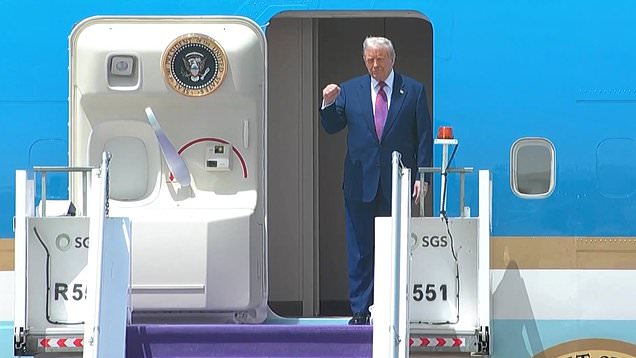 Donald Trump arrives in Riyadh as part of a three-day trip to region