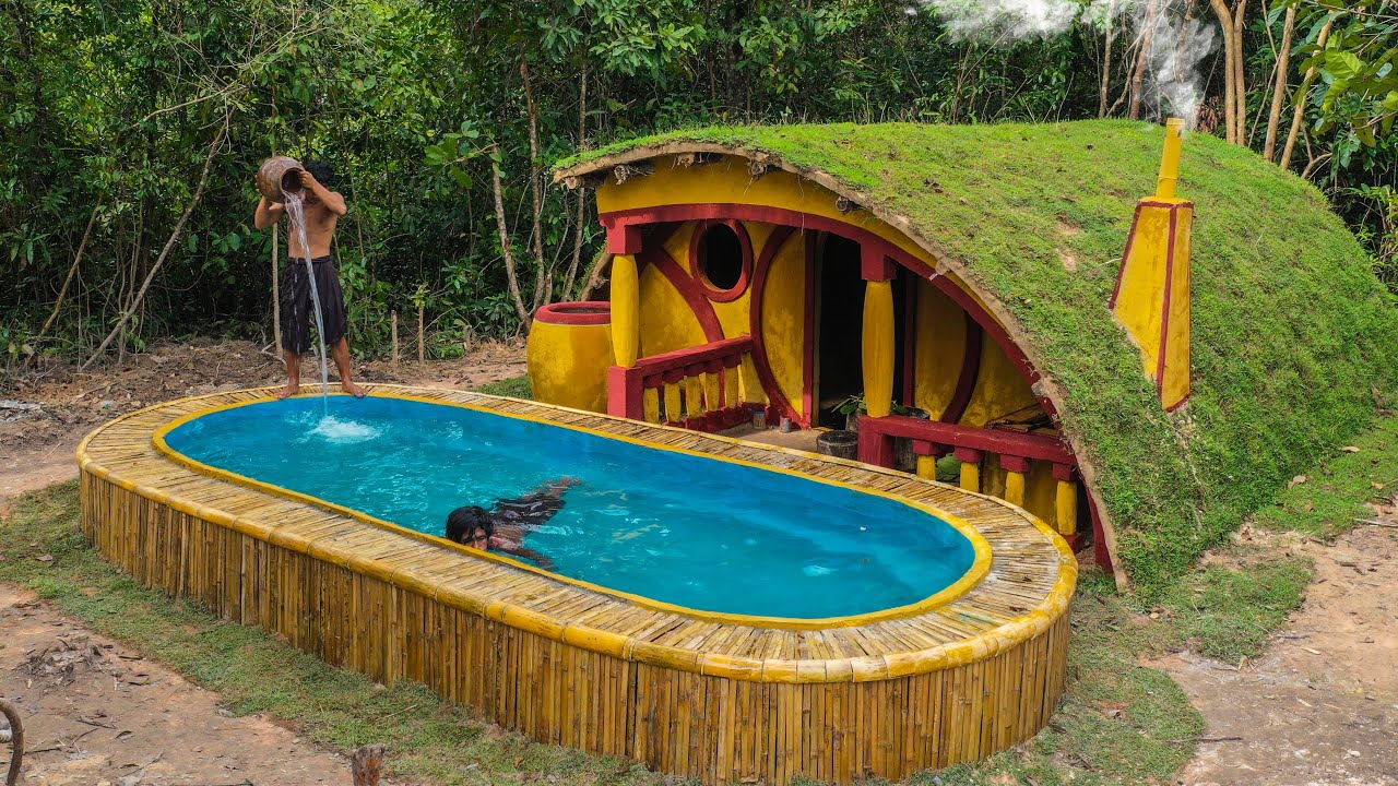 15 Days to Build a Jungle Villa with Swimming Pool & Hidden Room