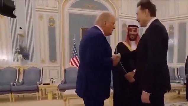 Donald Trump brings back signature handshake when greeting Elon Musk