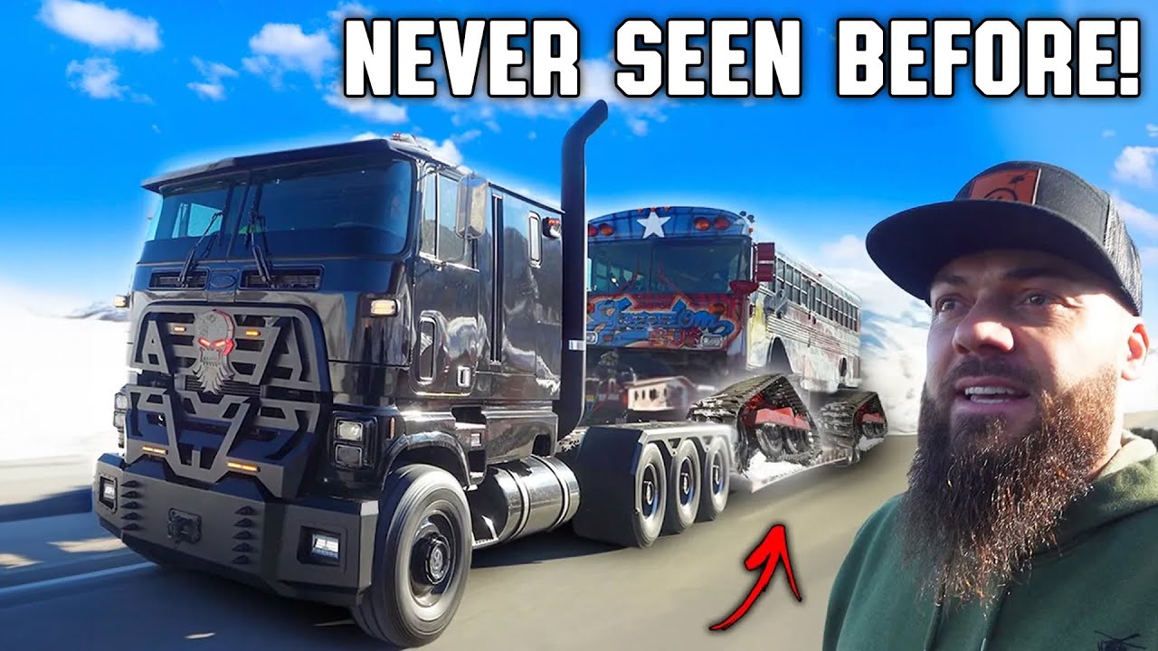 Hauling a Tracked Freedom Bus With New Cabover Truck
