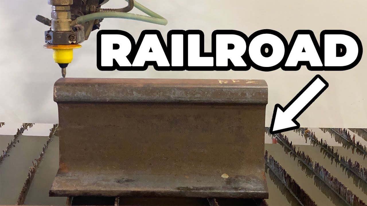 Railroad Track Cut in Half with 60,000 PSI Waterjet