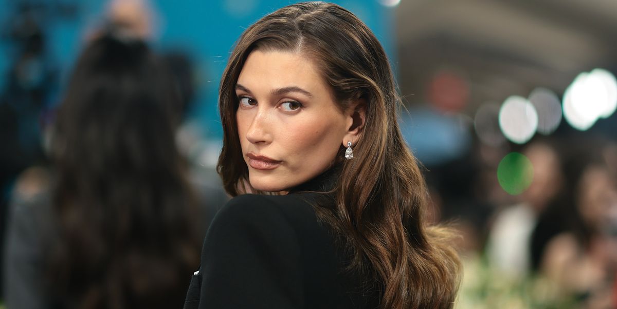 Hailey Bieber Steps Out in Saint Laurent Blazer Dress at the 2025 Met Gala