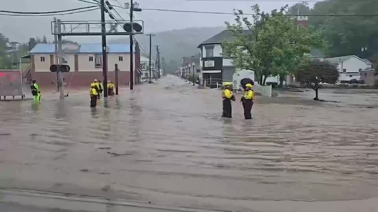 Severe Flooding Prompts Evacuations in Downtown Westernport, Maryland