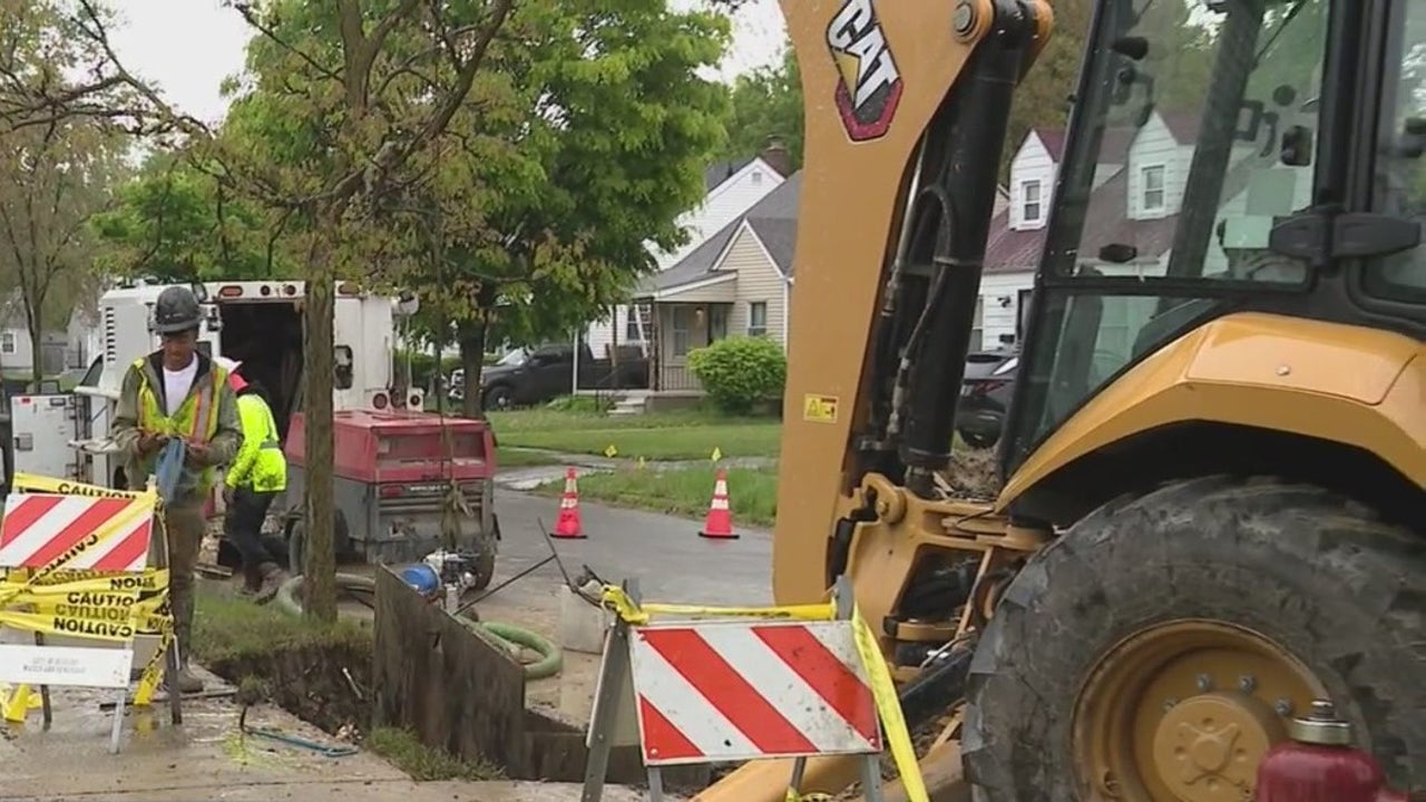 Detroit water department repairs century-old pipes after massive leak ...