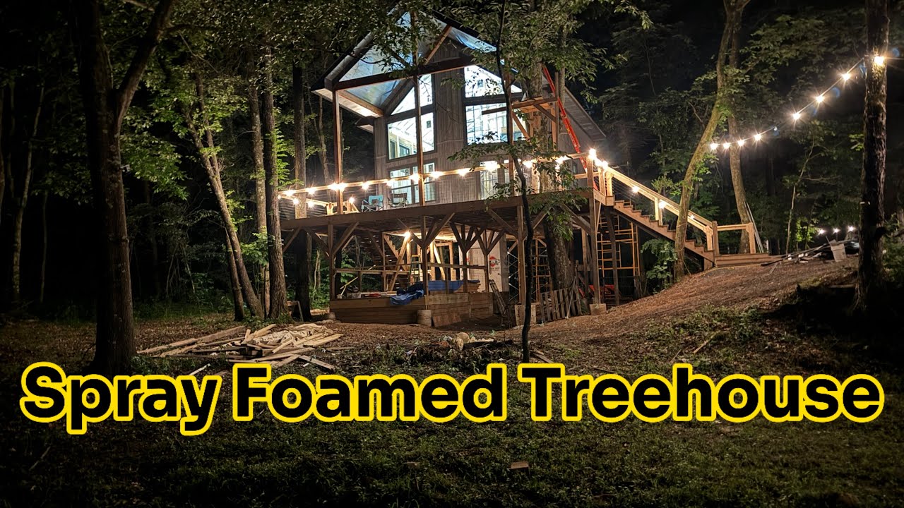 Treehouse Build Update. Electric, Plumbing and Spray Foam.