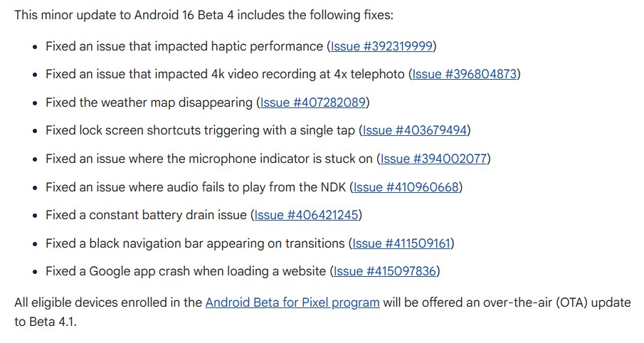 Android 16 Beta 4.1 Squashes Haptic, Battery Bugs on Pixels