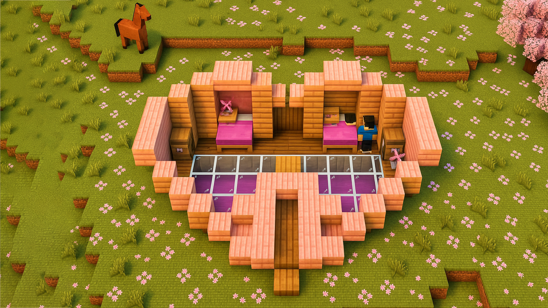 Build a Heart Base in Minecraft 💖 | Creative & Cute House Tutorial