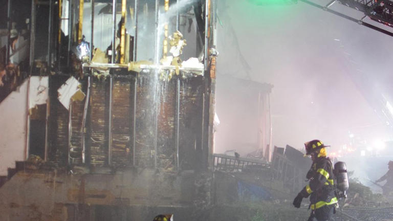 Crews battle 2-alarm fire at vacant buildings on Keswick Road in Baltimore