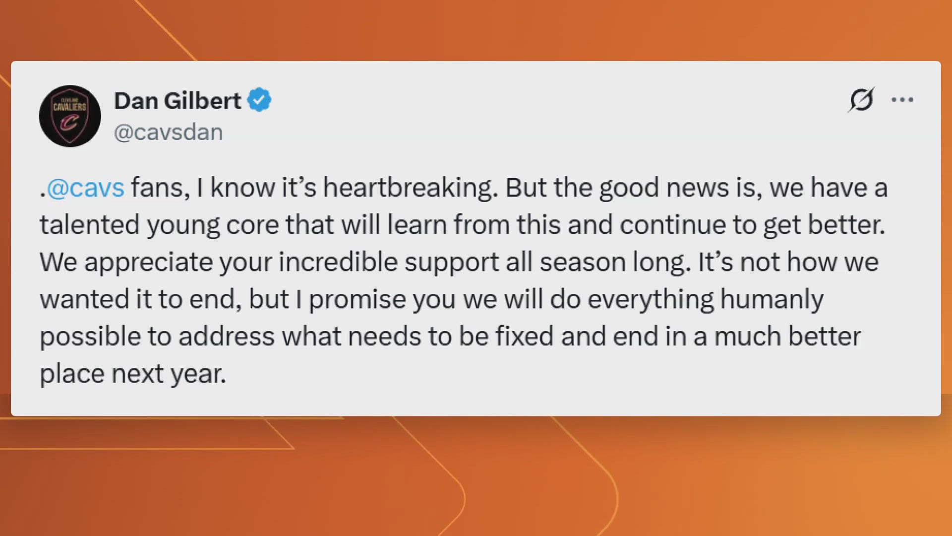 Cleveland Cavaliers owner Dan Gilbert shares message with fans as ...
