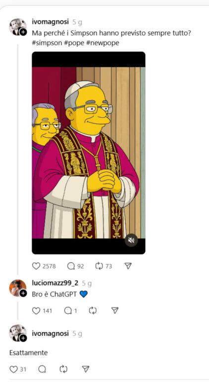 I Simpson e la falsa predizione su Papa Leone XIV