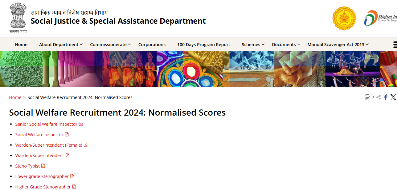 Maharashtra SJSA normalisation scores 2025 released: Check details here
