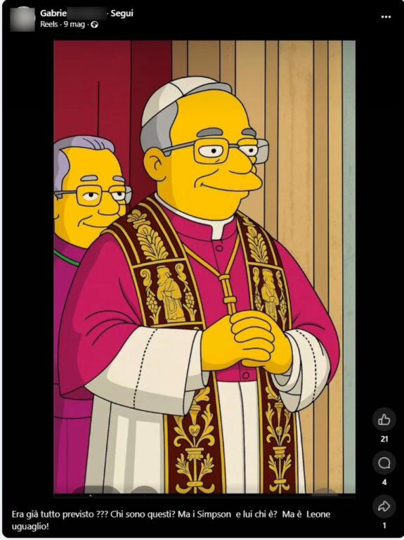 I Simpson e la falsa predizione su Papa Leone XIV