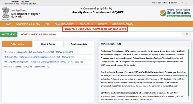 UGC NET June 2025 application correction open till this date: Check ...