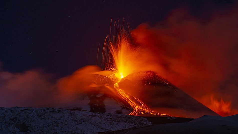 Fire Fills The Sky As Mount Etna Erupts