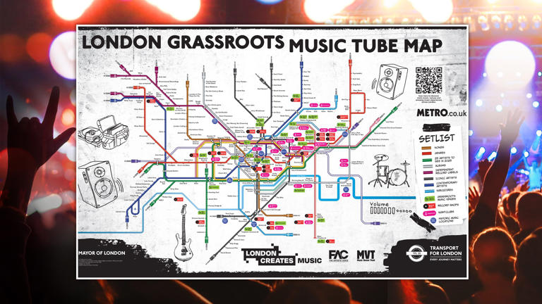 London Grassroots Music Tube map highlights city's 'crown jewels'