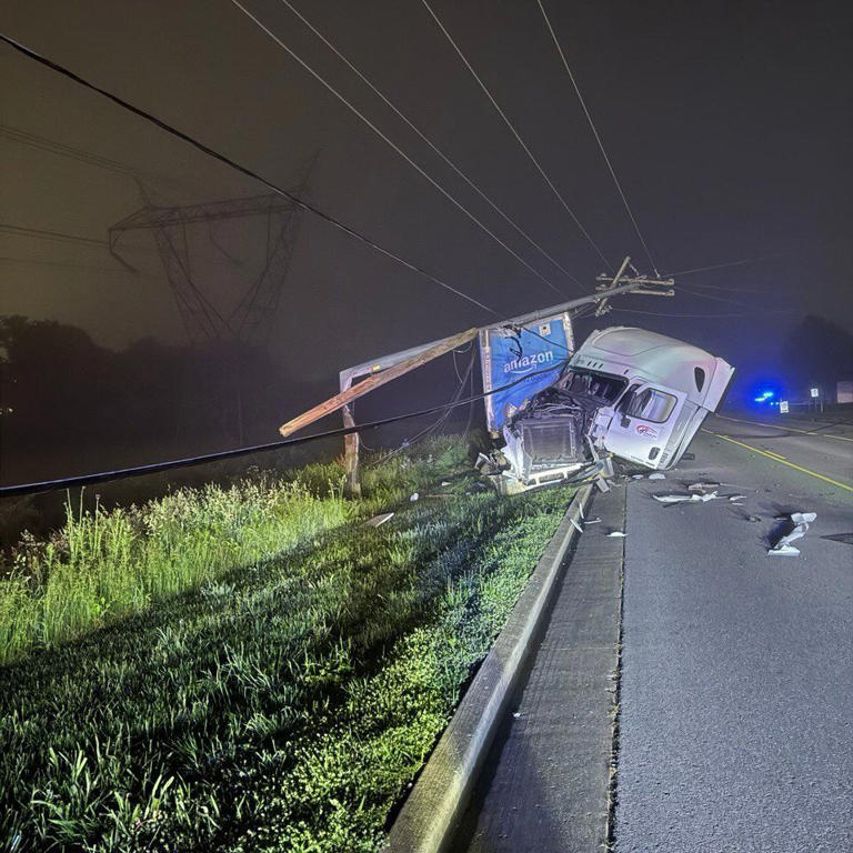 Crews working to replace utility pole, restore power after Amazon truck ...