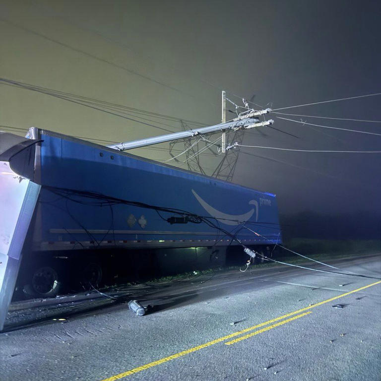 Crews working to replace utility pole, restore power after Amazon truck ...