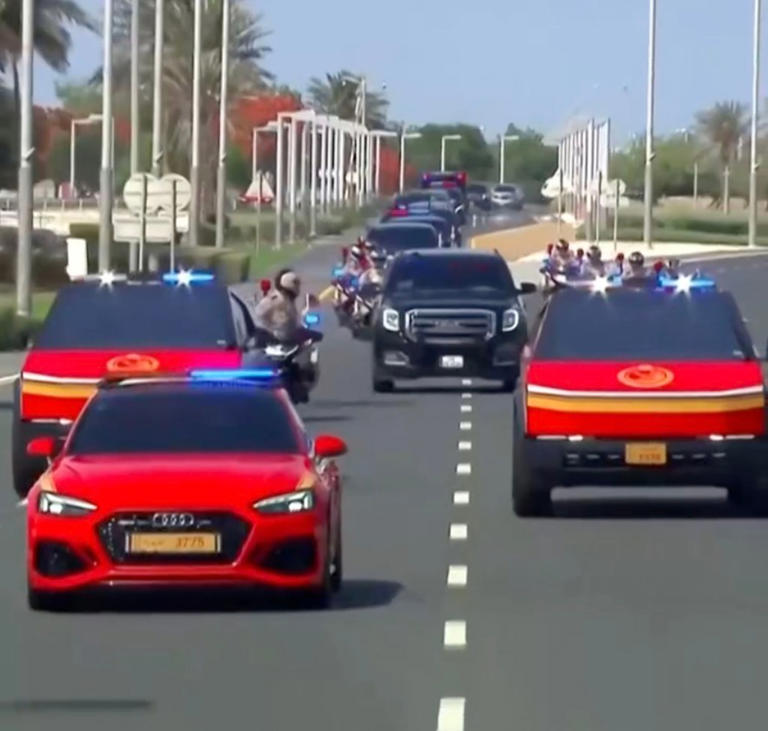 Trump given Cybertruck motorcade through Qatar after fighter-jet escort