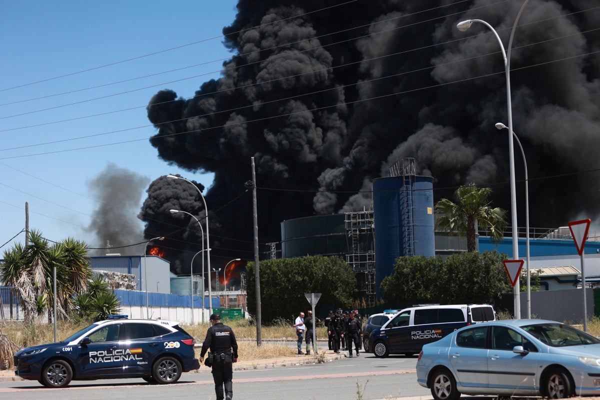 An explosion at a chemical plant near Seville sends black smoke over ...