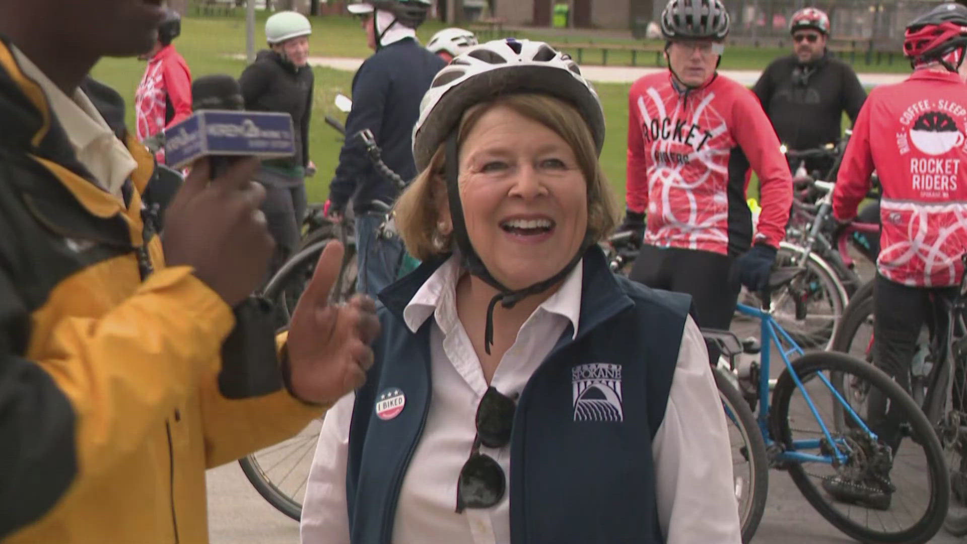 Spokane Mayor Lisa Brown speaks on National Bike to Work Day