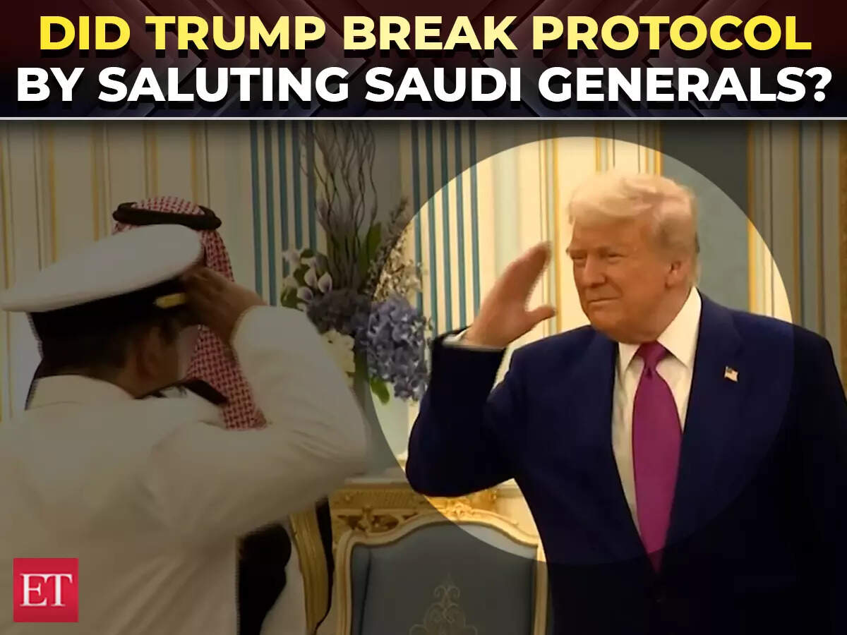 Trump returns salute to Saudi military officials during Riyadh visit ...