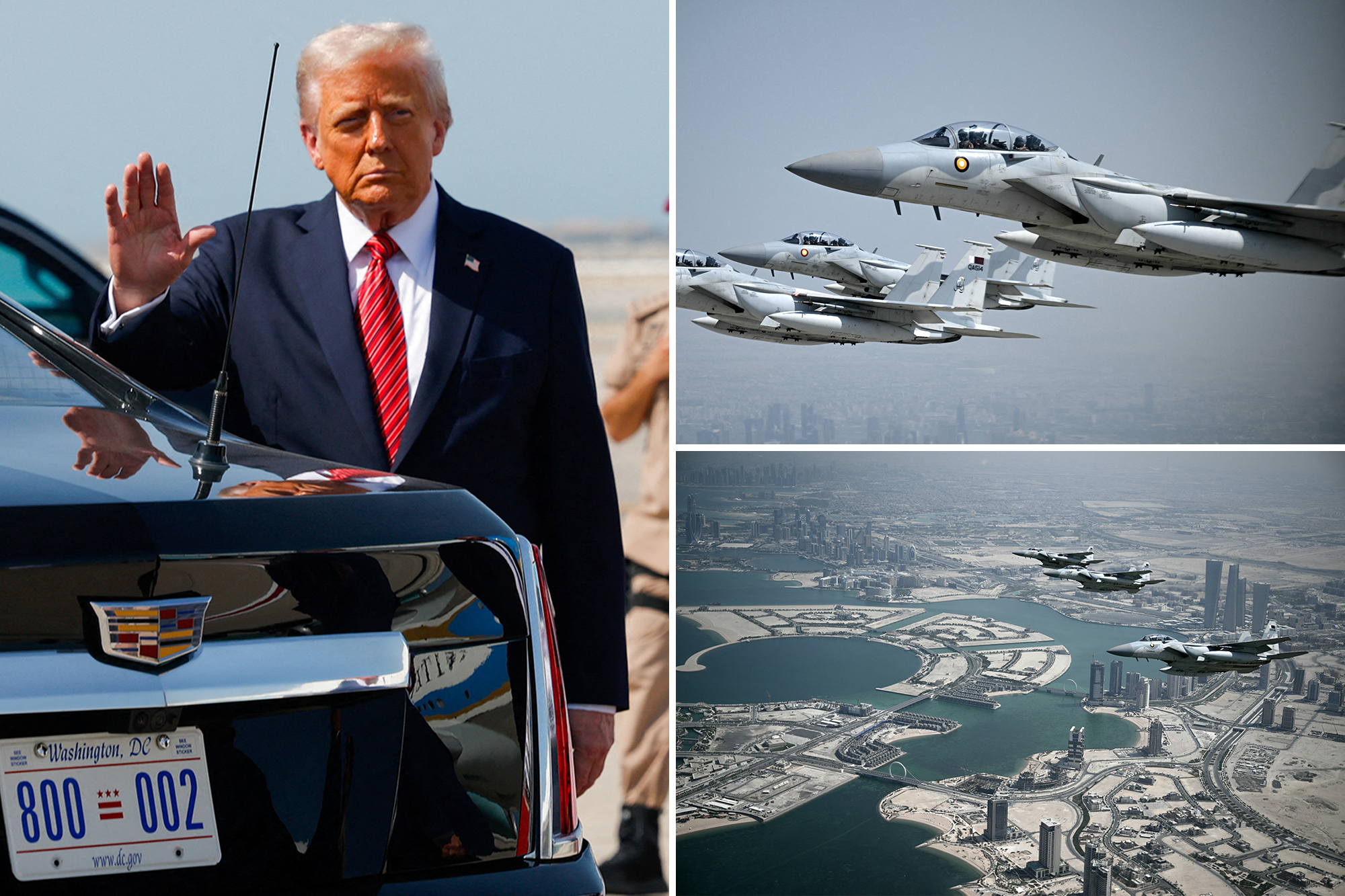 Trump gets 8-fighter jet escort as Air Force One arrives in Qatar