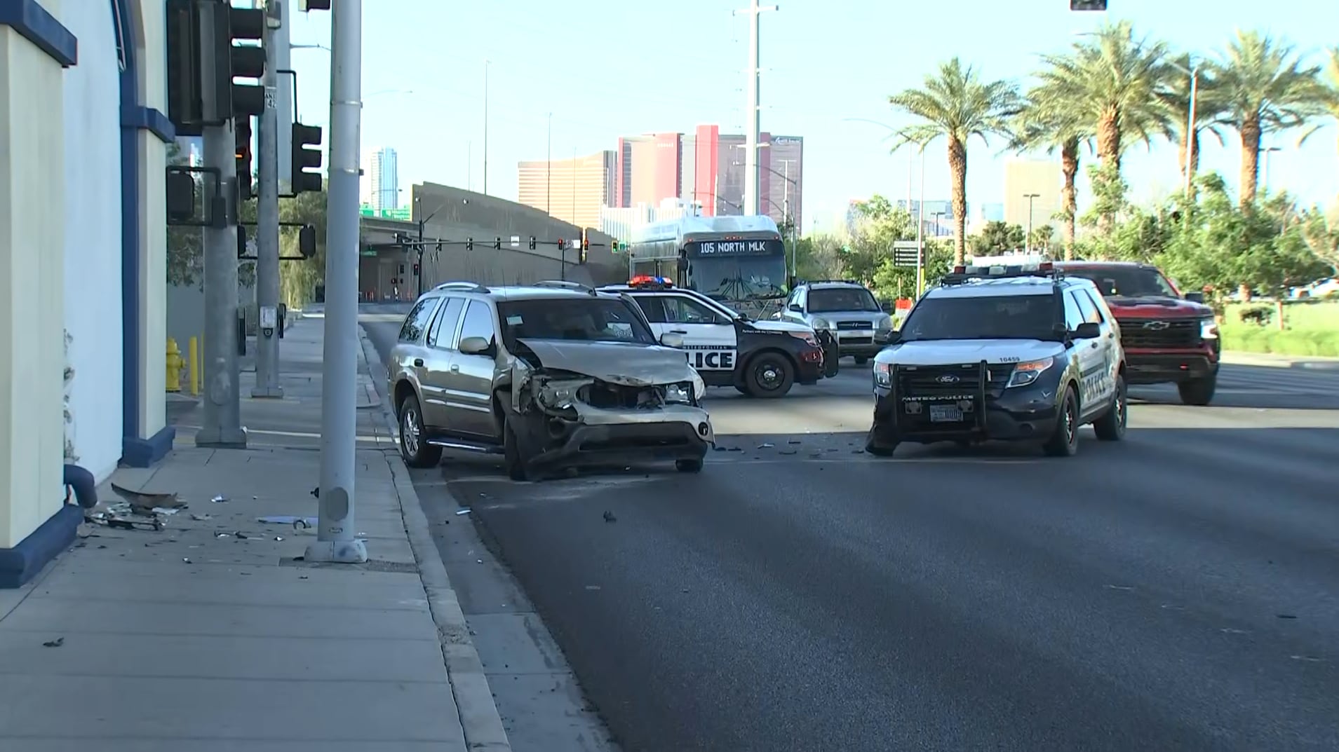 Las Vegas police vehicle involved in crash outside Metro headquarters