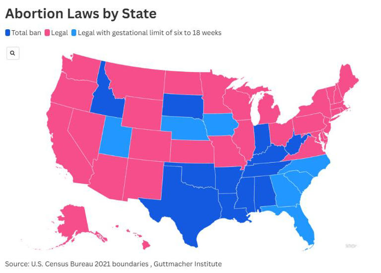 Map Shows States With Strictest Abortion Laws After SC Supreme Court Ruling