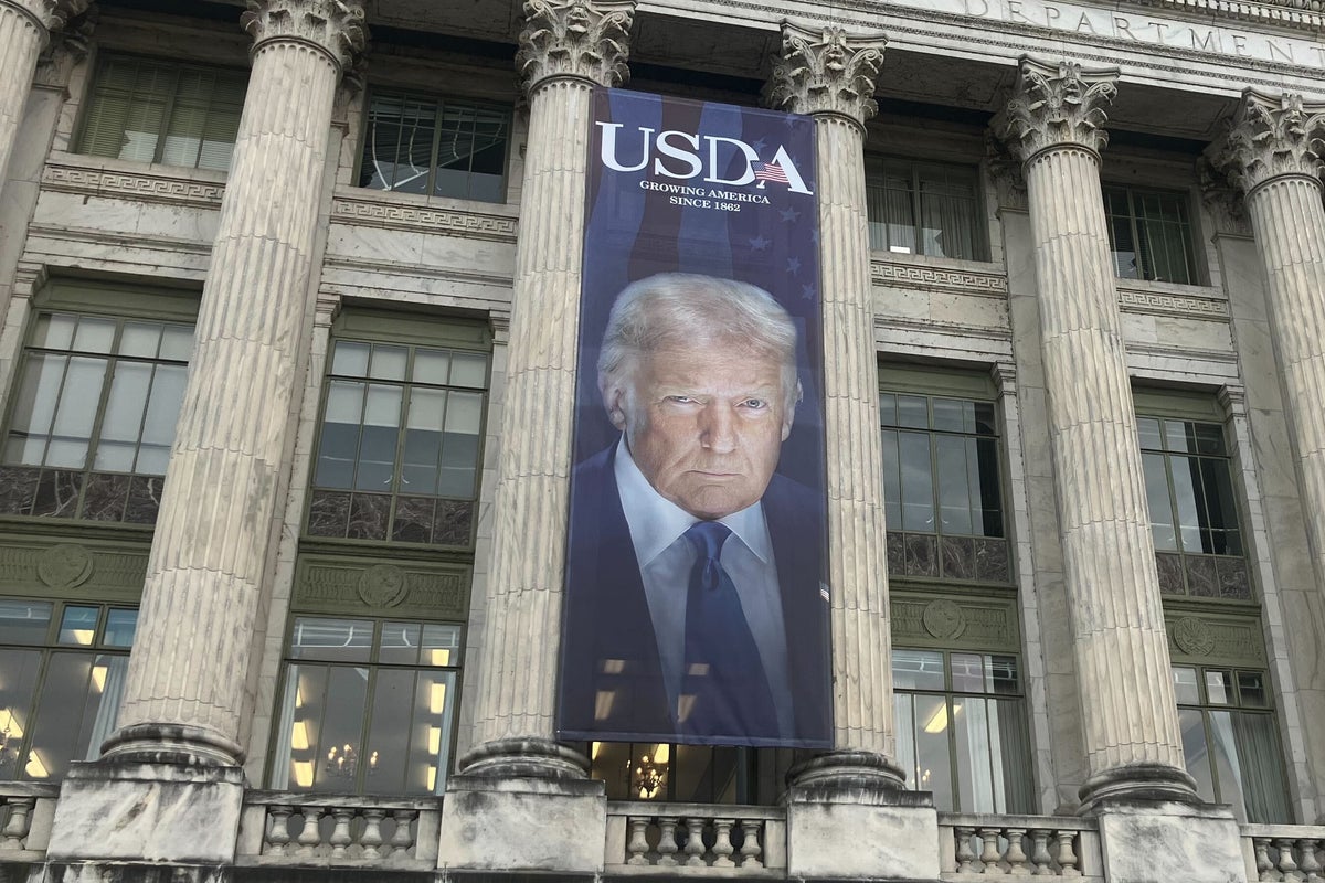‘Deeply creepy’: Enormous brooding banner of Trump now hangs next to ...