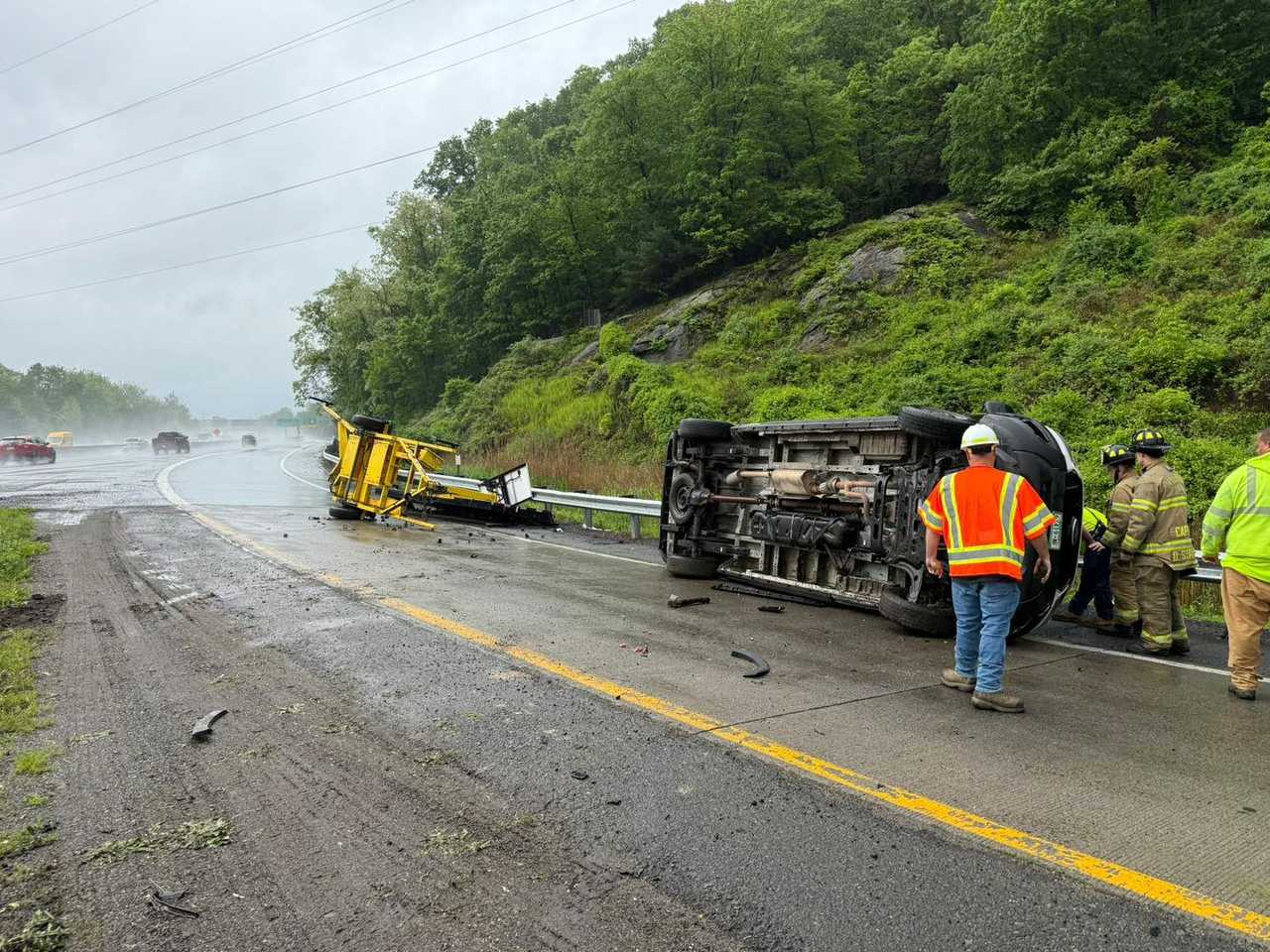 Car Hits DOT Sign, Flips On Thruway In Rockland: Driver Escapes Through ...