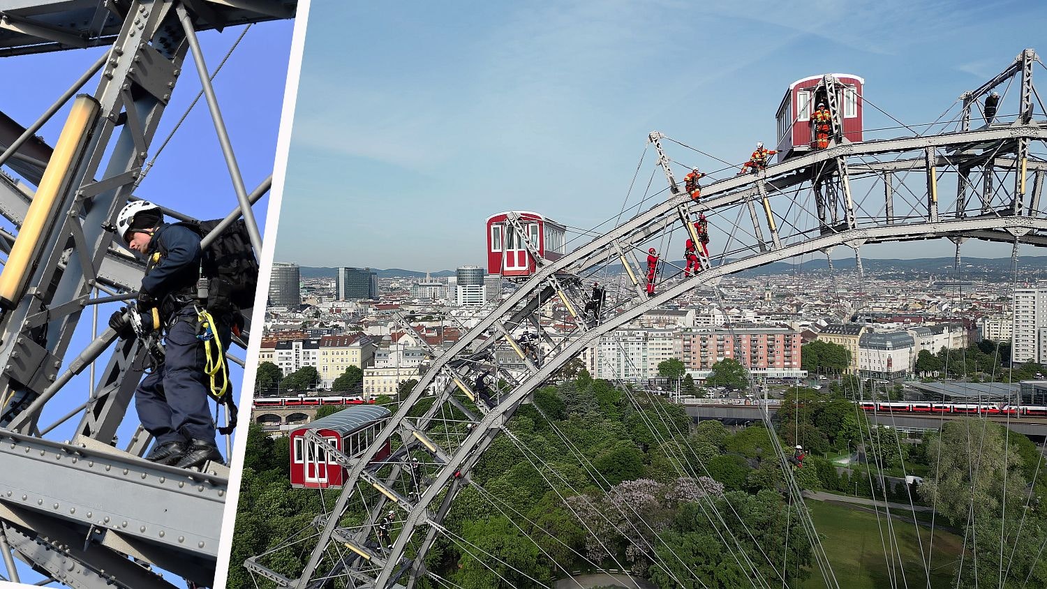 Prater-Riesenrad wird zur Übungszone der Höhenretter