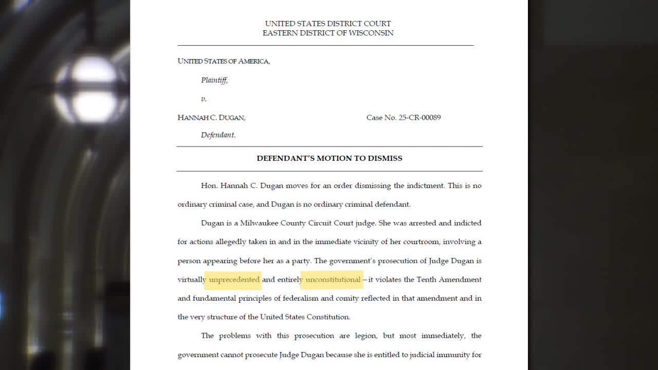 Milwaukee County Judge Dugan moves to dismiss federal indictment