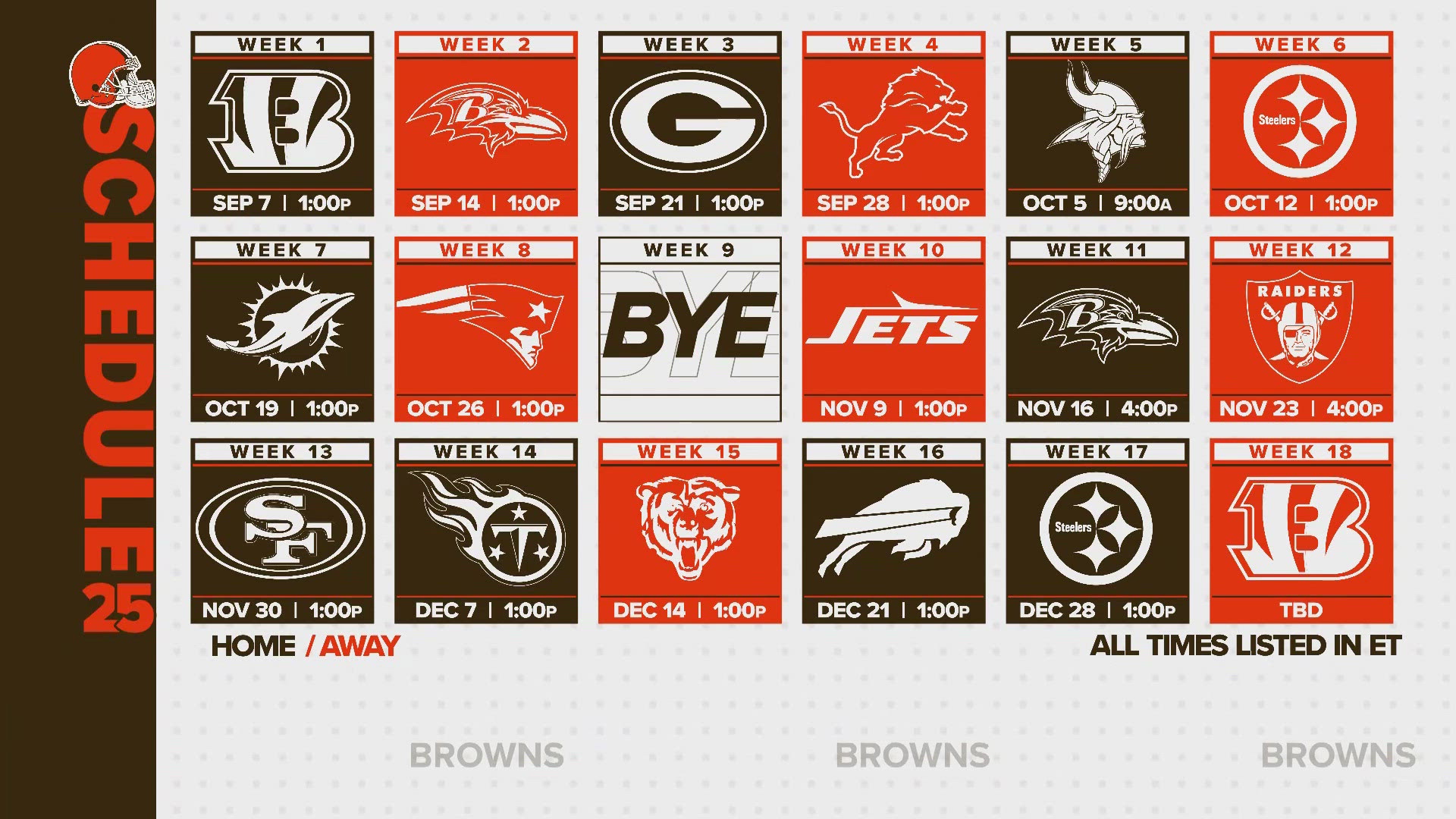 2025 Cleveland Browns schedule released: No scheduled prime-time games ...