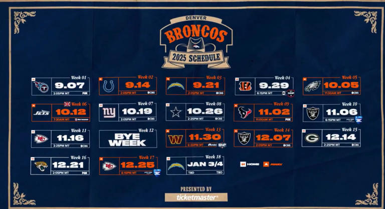 2025 Denver Broncos Schedule release