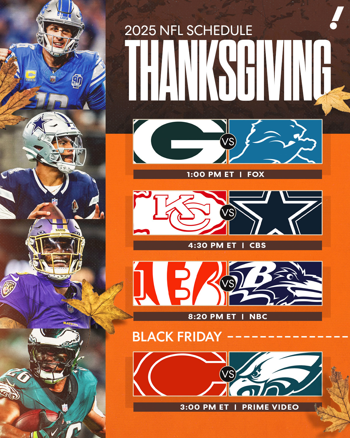 NFL Thanksgiving games 2025: Cowboys-Chiefs will mark Patrick Mahomes ...