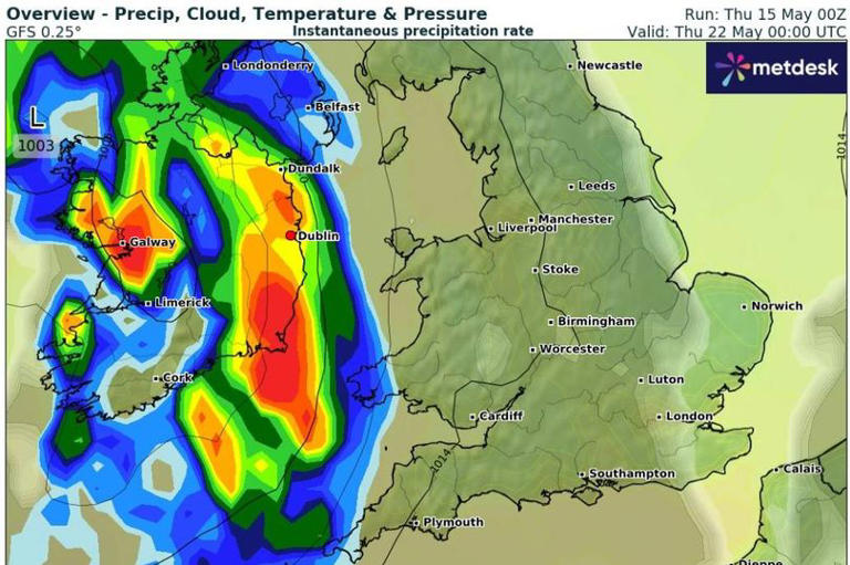 Ireland weather: Map shows exact date rain will return to country