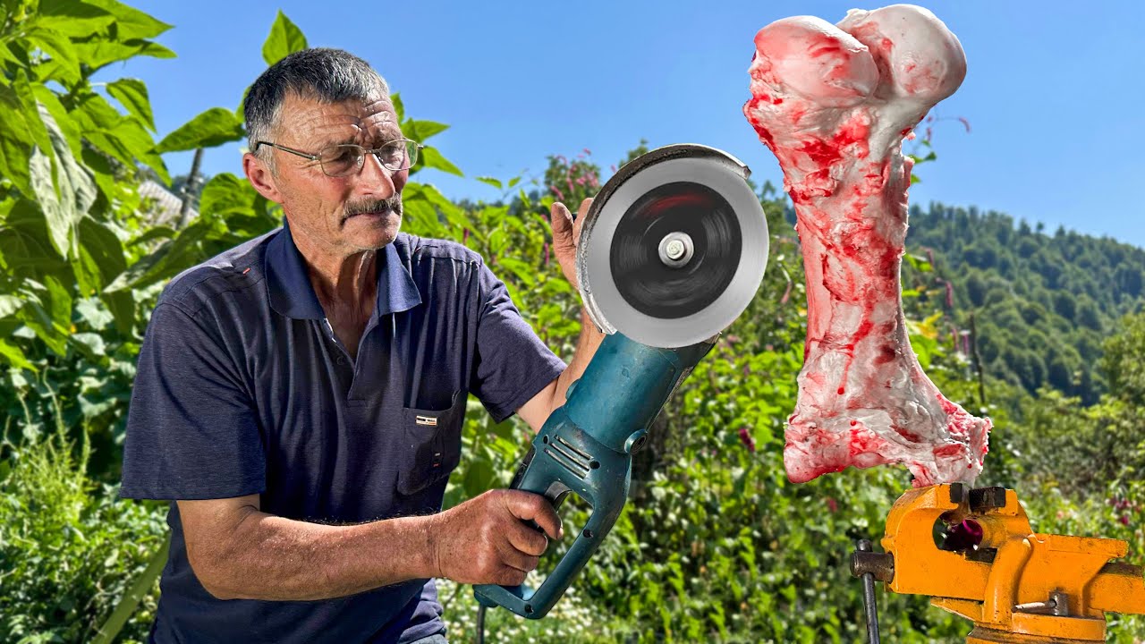 Oven-baked bone marrow with homemade tandoor pastries