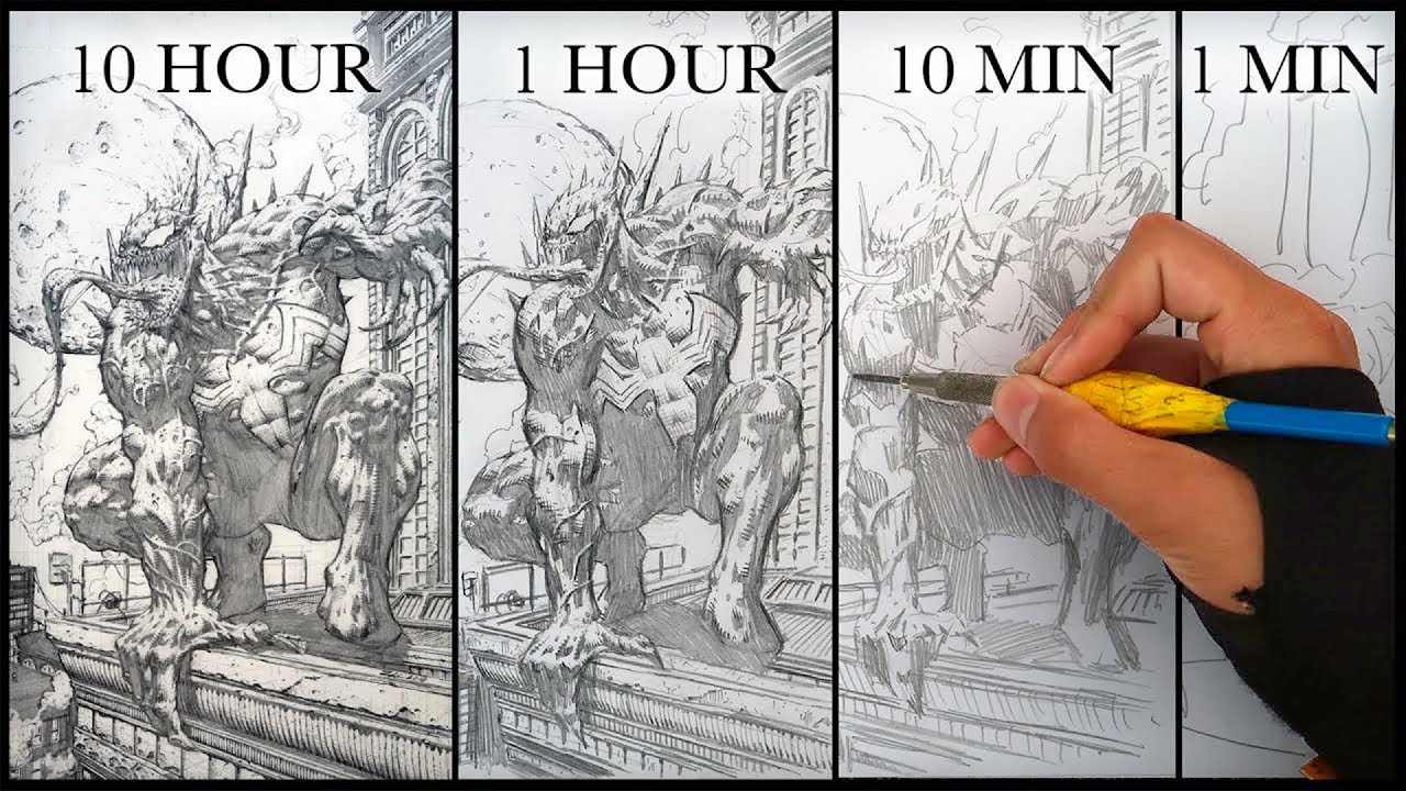Can I Draw Venom in Just 1 Minute VS 10 Hours!