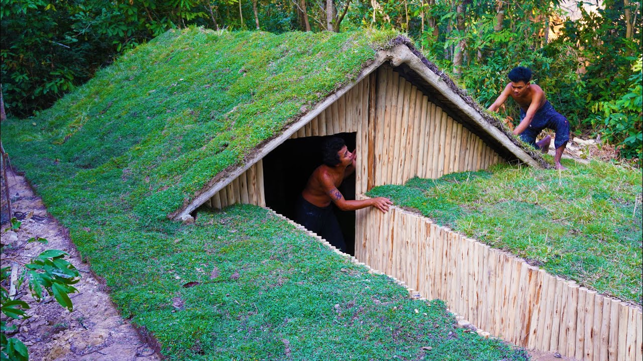 15 Days Building an Underground House with a Stunning Living Room