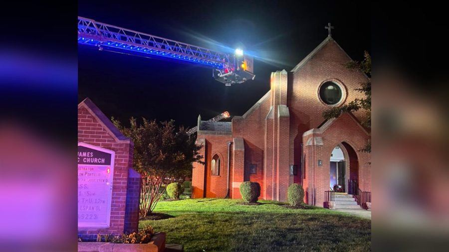 St. James the Greater Catholic Church in Hopewell catches fire