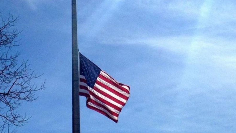Why are U.S. and state flags flying at half-staff, half-mast in Ohio today?