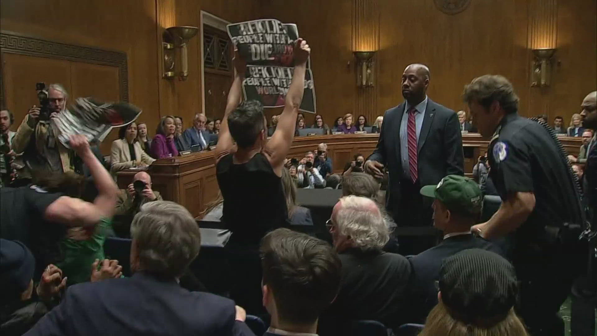 Protest interrupts RFK Jr. at Senate hearing