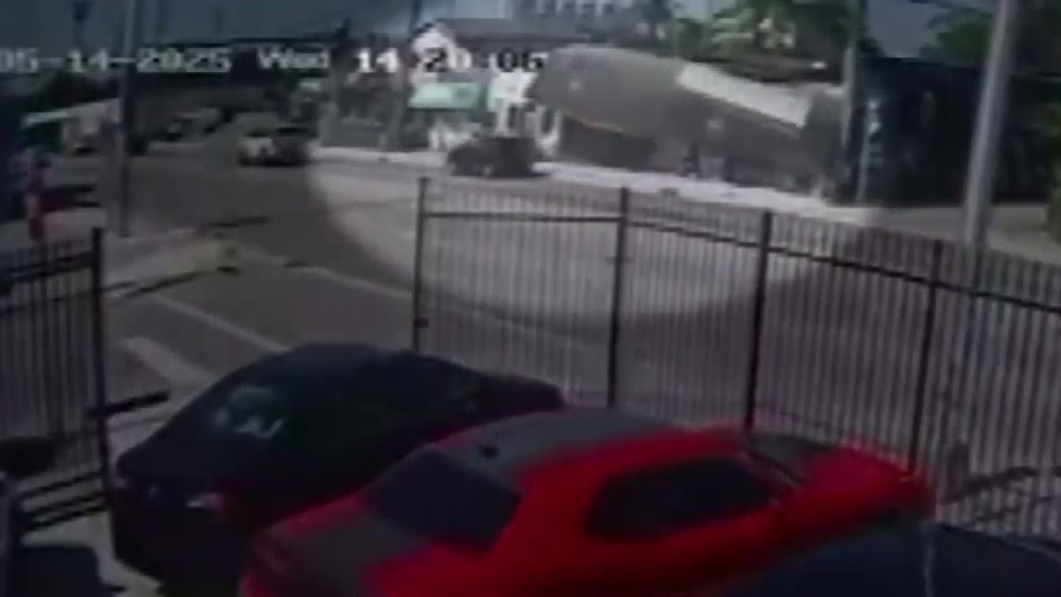 Video shows collapse of Miami building's overhang onto busy street