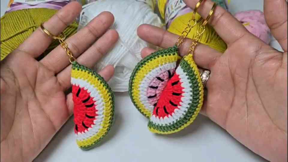 Easy Crochet Watermelon Keychain Tutorial – Perfect for Beginners